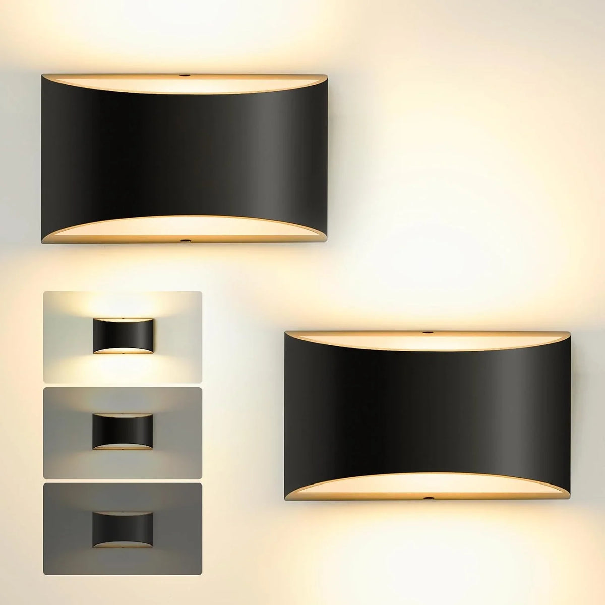 OKELI Modern Black LED Wall Sconces, Up and Down Indoor Wall Lights ...