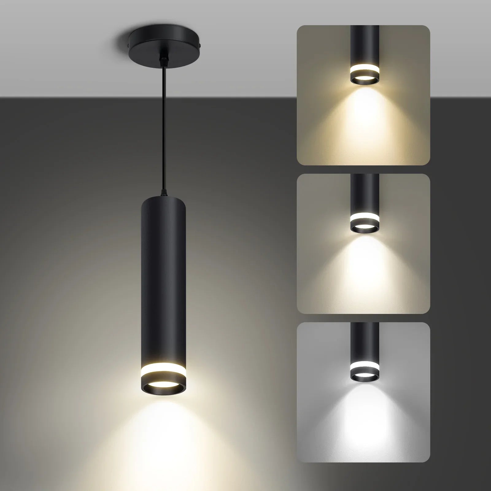 LED Fixtures 3 Color Pendant Light for Kitchen Island, Dining Room ...