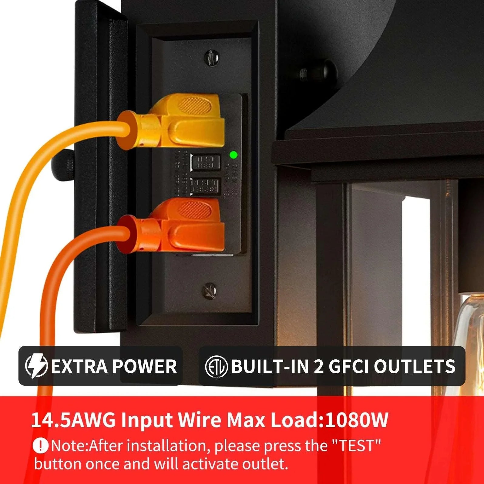 Outdoor Wall Lights with GFCI Outlet, Dusk to Dawn Motion Sensor ...