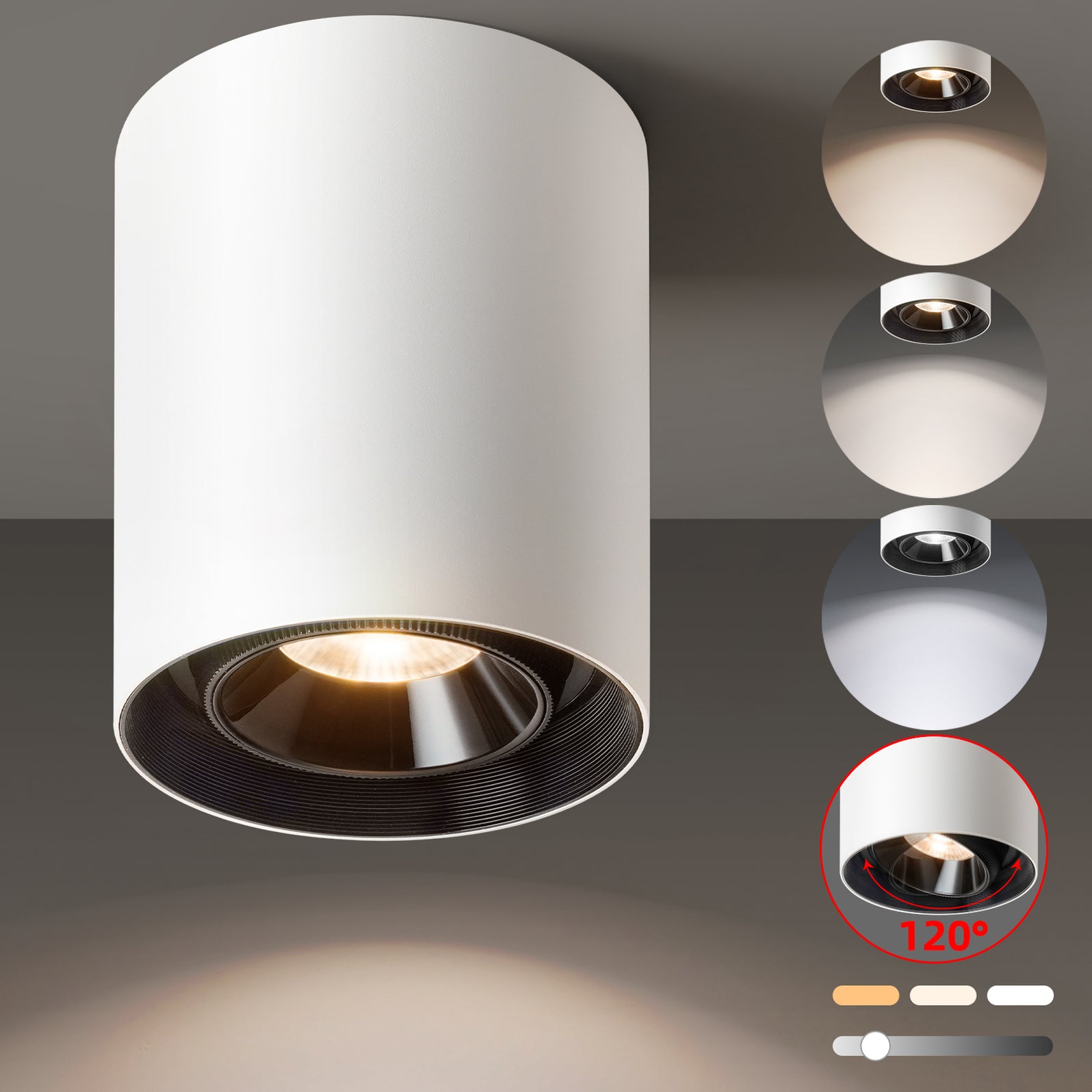 OKELI Flush Mount Modern LED Matte Black Cylinder Down Ceiling Light ...